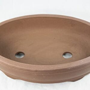 Calibonsai Oval Yixing Zisha Bonsai/Succulent Pot + Mesh 16 inch x 13 inch x 3.75 inch - Brown