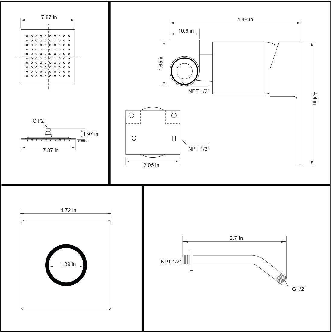 Oil Rubbed Bronze Shower Faucet GGStudy Single Function Shower Trim Kit with Rough-in Valve Shower Set Bath Rainfall Shower Faucet System 8inch Square Stainless Steel Metal Shower Head