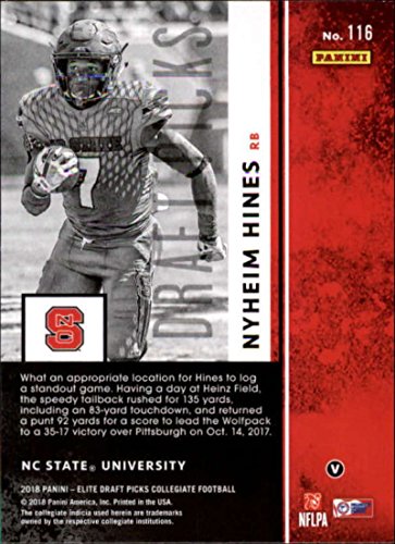 2018 Panini Elite Draft Picks Variation #116 Nyheim Hines NC State Wolfpack RC Rookie Football Card