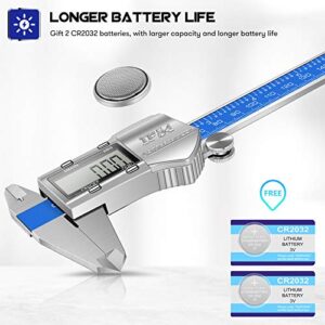 Digital Calliper, 150 mm Stainless Steel Measuring Gauge Measuring Tools Splashproof Dustproof with Replacement Battery and Large Display for Household and Industry