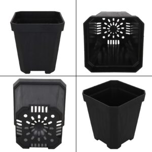 Ziqi 60pcs Plastic Square Nursery Pot (Black) Thick Plastic Square Flower Planting Pots with Drainage Hole for Seed Germination, Seed Starting Pots, Modern Decorative Flower Pot