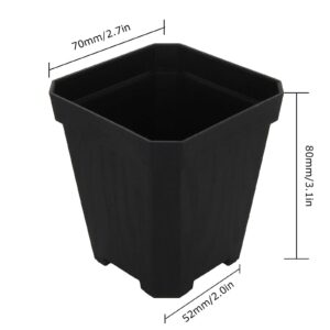 Ziqi 60pcs Plastic Square Nursery Pot (Black) Thick Plastic Square Flower Planting Pots with Drainage Hole for Seed Germination, Seed Starting Pots, Modern Decorative Flower Pot