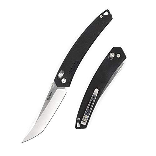 Pocket Folding Knife, Ambidextrous Lock, G10 Handle, Pocket Clip, deisnged for EDC, Survival, Outdoor Uses. SRM (Black)