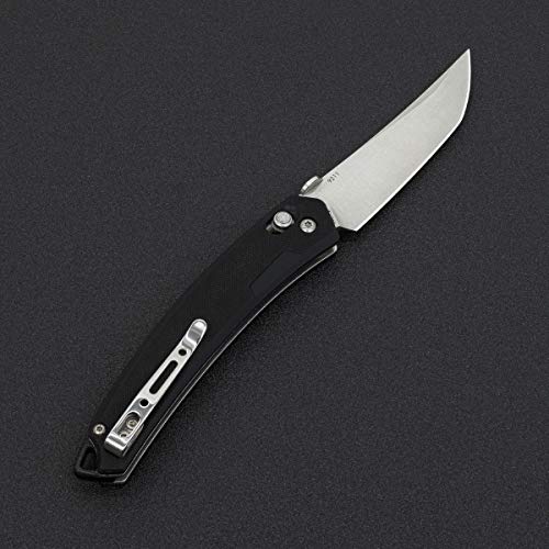 Pocket Folding Knife, Ambidextrous Lock, G10 Handle, Pocket Clip, deisnged for EDC, Survival, Outdoor Uses. SRM (Black)