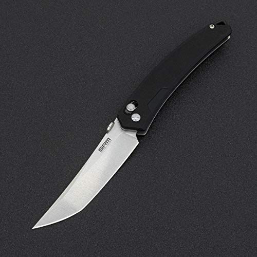 Pocket Folding Knife, Ambidextrous Lock, G10 Handle, Pocket Clip, deisnged for EDC, Survival, Outdoor Uses. SRM (Black)