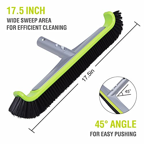 urchindj Pool Brush Heavy Duty, Premium Nylon Bristle Pool Brushes for Cleaning Pool Walls & Steps, Professional Pool Brush Head for Inground Pools with Integrated Aluminum Structure of Handle & Back