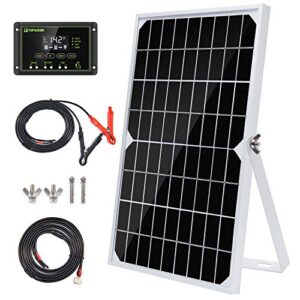 topsolar 10w 12v solar panel kit + 10a pwm solar charge controller + adjustable mount tilt rack bracket + solar cable for car rv marine boat 12 volt battery off grid