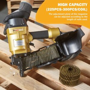 Kingou CN70 Coil Nailer Gun For Wooden Pallet Accepts 1-3/4-Inch to 2-3/4-Inch Nails With 1/4 NPT Air Connector 225-300pcs Load Capacity Coil Nailer Coil Nail Gun For Wooden Box Packing