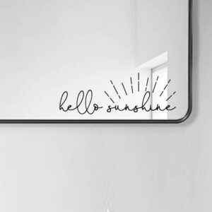 Hello Sunshine Vinyl Decal Mirror Decal Bathroom Decor Shower Door Decal Wall Decal Car Vinyl - Set of 2 - Black/White - 6.5x2.6 inch