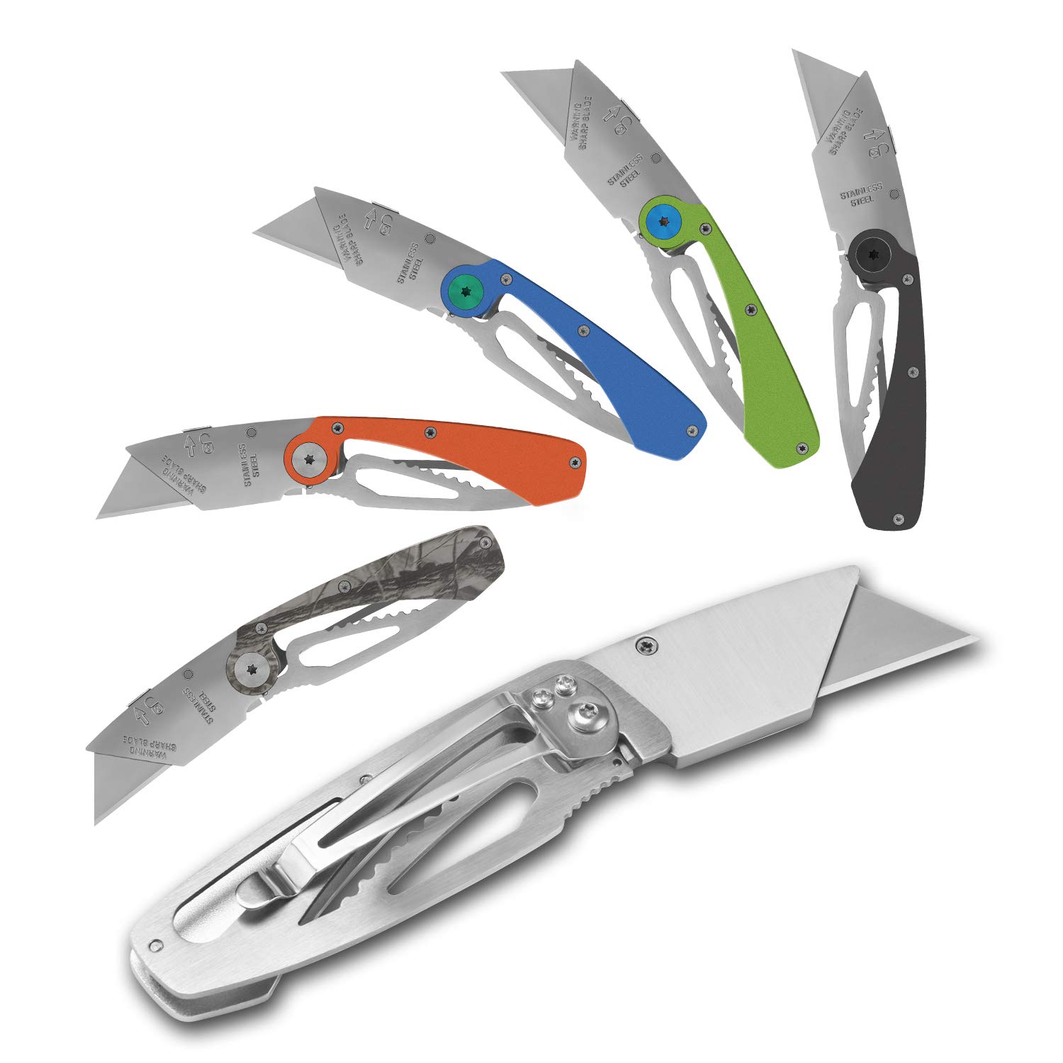 Lichamp 6-Pack Folding Utility Knifes, Quick Change Razor Knife Utility Pocket Construction Blade Knife