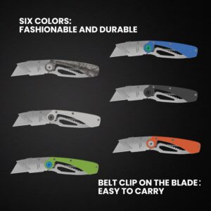 Lichamp 6-Pack Folding Utility Knifes, Quick Change Razor Knife Utility Pocket Construction Blade Knife