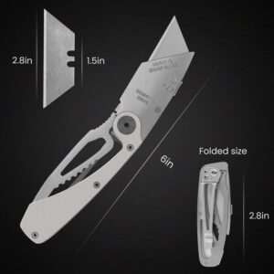 Lichamp 6-Pack Folding Utility Knifes, Quick Change Razor Knife Utility Pocket Construction Blade Knife