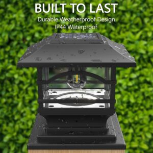 Davinci Lighting Edison Solar Outdoor Post Cap Lights - 4x4 5x5 6x6 - Bright LED Light for Fence Deck Garden or Patio Posts - Slate Black (1 Pack)