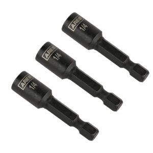 ARES 27012-3-Piece 1/4-Inch Magnetic Impact Nut Driver Bit Set - 1 3/4-Inch Length - Impact Grade Nut Setters with Industrial Strength Magnets