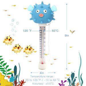 XY-WQ Floating Pool Thermometer, Large Size Easy Read for Water Temperature with String for Outdoor and Indoor Swimming Pools and Spas (Puffer)