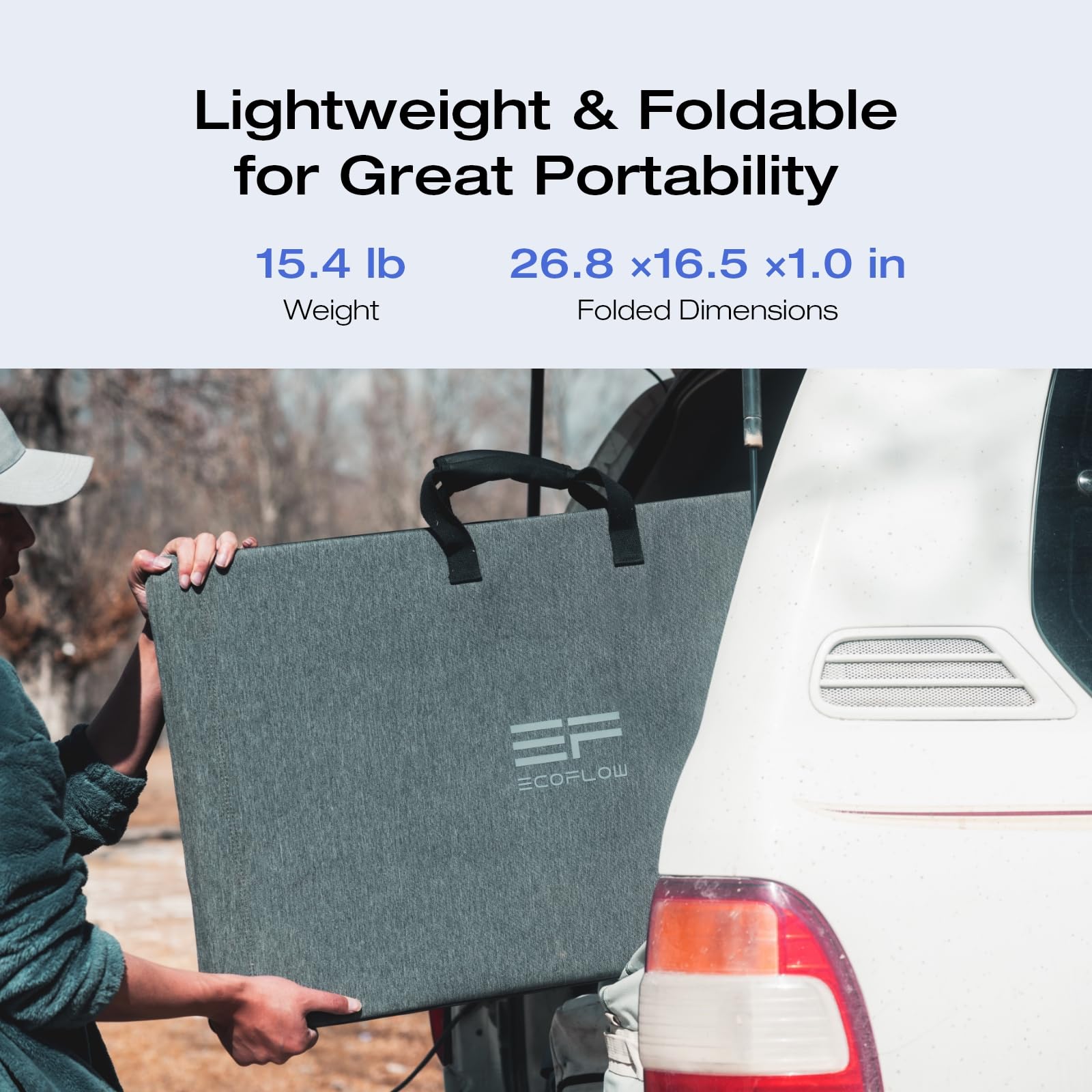 EF ECOFLOW 160 Watt Portable Solar Panel for Power Station, Foldable Solar Charger with Adjustable Kickstand, Waterproof IP68 for Outdoor Camping RV Off Grid System