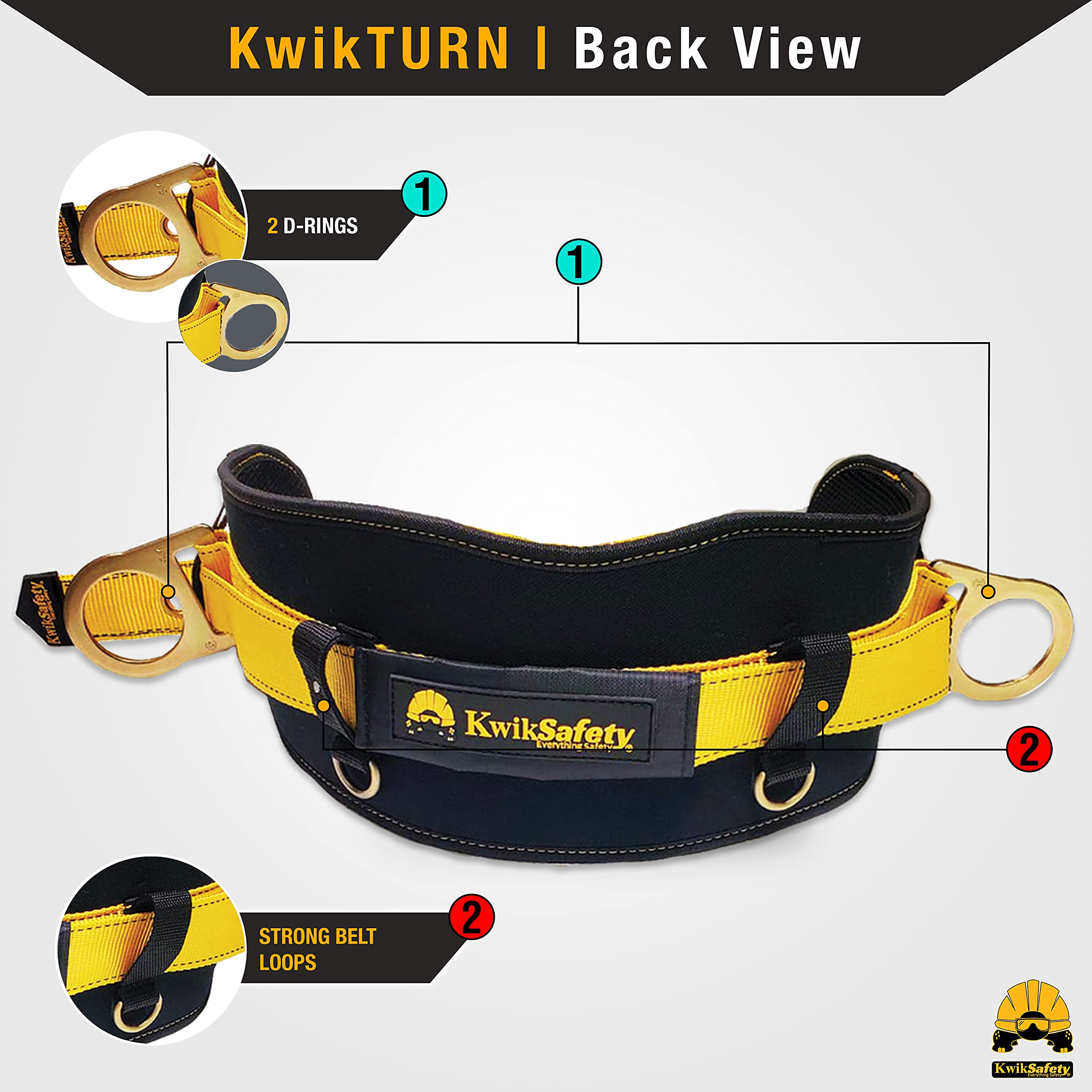 KwikSafety - Charlotte, NC - BEAVER TAIL Safety Belt [2 D-RINGS] Adjustable 39” to 58” Cushioned Padded Lineman Ironworker Body Belt Hip Pad Work Positioning Ladder Restraint Heavy Duty PPE Support