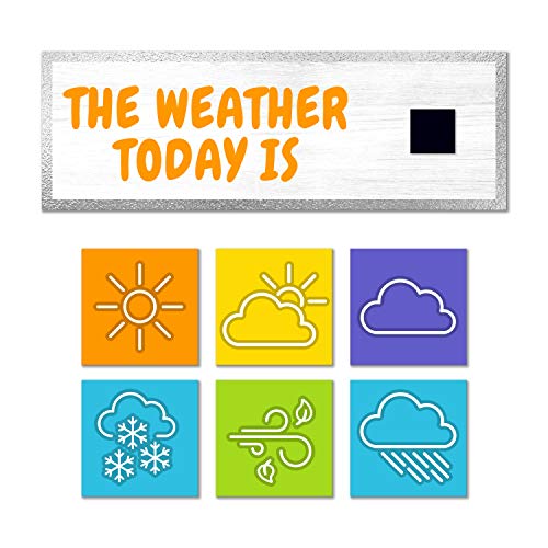 Astrobrights 7-Piece Daily Weather Kit, Pre-Assembled, 1 Backer Board with Magnet/6 Di-Cut Icons with Magnets, Assorted Colors (91769)