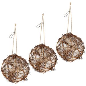 winemana set of 3 globe hummingbird nesters, full of bird nesting materials, design for bird lovers, idea bird gifts in outdoor indoor patio garden