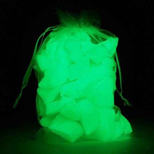 Glow in The Dark Fire Glass Gravel Stones Rocks for Fire Pit Use Fish Tank Aquarium Garden Decoration,2-4cm,680g/1.5lb (Yellow Green)