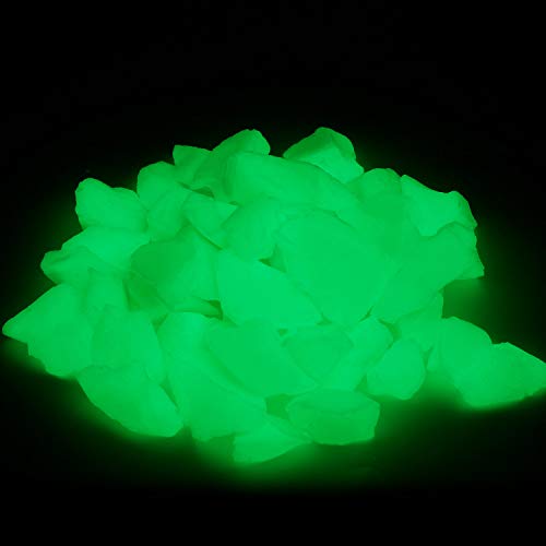 Glow in The Dark Fire Glass Gravel Stones Rocks for Fire Pit Use Fish Tank Aquarium Garden Decoration,2-4cm,680g/1.5lb (Yellow Green)