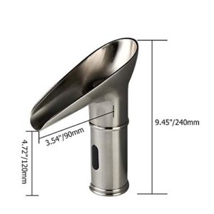 JinYuZe LED Touchless Bathroom Sink Faucet Automatic Electronic Sensor Waterfall Lavatory Faucet, Single Hole Brushed Nickel