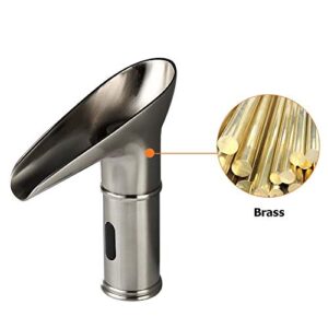 JinYuZe LED Touchless Bathroom Sink Faucet Automatic Electronic Sensor Waterfall Lavatory Faucet, Single Hole Brushed Nickel