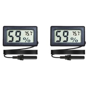 veanic 2-pack mini digital hygrometer thermometer gauge with probe lcd display temperature fahrenheit humidity meter for incubator, reptile plant terrarium, humidor, guitar case, greenhouse