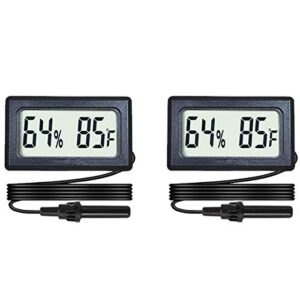 2-pack mini digital hygrometer thermometer gauge with probe lcd display temperature fahrenheit humidity meter for incubator reptile plant terrarium humidor guitar case