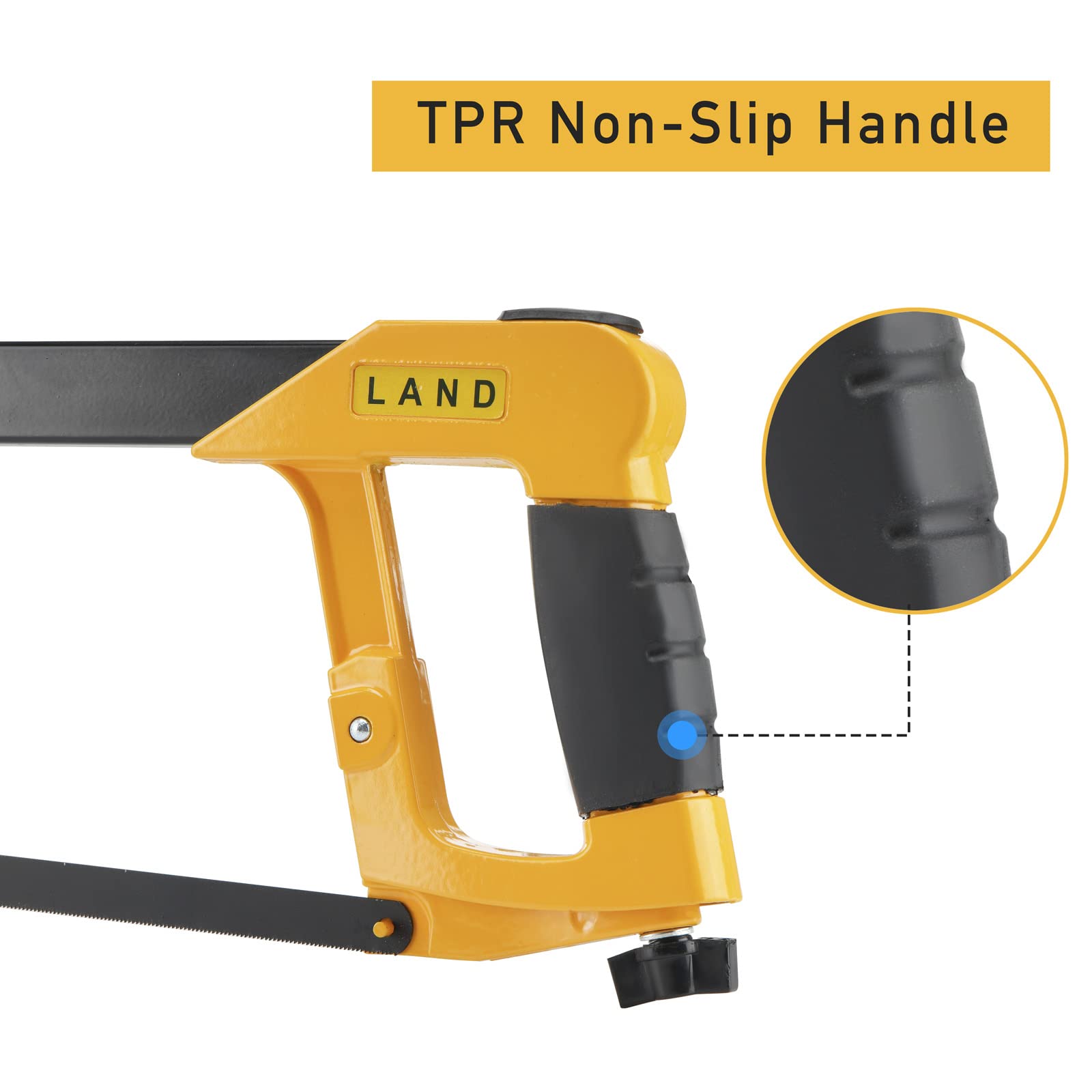 LAND 12 Inch Hacksaw - Heavy Duty Coping Saw with 5 Extra High-Carbon Steel Blade, for PVC, Pipe, Carpentry