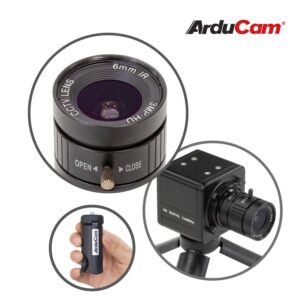 Arducam for Raspberry Pi HQ Camera, 12MP IMX477 HQ Webcam with Audio, 6mm CS-Mount Lens, Metal Enclosure, Tripod and USB Cable