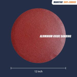 18 PCS 12-Inch Assorted PSA Aluminum Oxide Sanding Disc,NO-Hole Self Stick