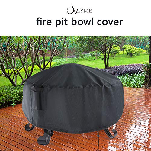 Onlyme Fire Pit Bowl Cover Round, Waterproof PVC Coating, 600D Heavy Duty for 46 48 50 Inch Patio Outdoor Firepit (50 x 24 inch)