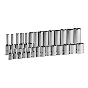 capri tools 1/4 in. drive 6-point socket set (shallow & deep set / 4-15 mm)