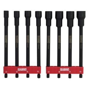 sabre tools 8 piece metric impact magnetic nut driver set – 6 inch length, 1/4 inch hex shank, magnetic socket tip (8 piece metric set)