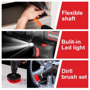 PULITUO Cordless Drill Driver Set, 12V Electric Power Hand Drill Torque 310In.lbs with 21+1& Impact Level Setting, 3/8” Keyless Chuck, 2 Variable Speed Setting, 46 PCS Drill Bits Kit, Storage Bag