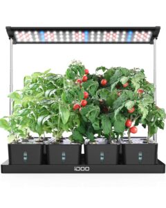 idoo 20 pods indoor herb garden hyrdroponics growing system with led grow light and 4 removable water tank, free timing setting, 27" adjustable height