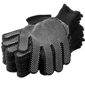 COOHORN 24Pcs Work Glove Liners Dry Hand Anti-slip Dots Coating Knitted Working Glove - Stretchy Cloth Glove for Fishing Grilling Warehouse Garden Painting - Thin Moist Breathable Work Glove, 12Pairs