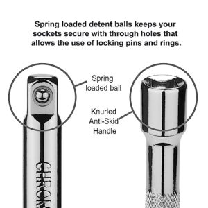 CASOMAN 10-Piece Socket Accessory Set, 1/4-inch, 3/8-inch,1/2-inch Drive, Includes Socket Adapters, Extension Bars and Universal Joints, CR-V, Mirror Finish