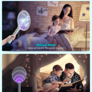 YISSVIC Electric Fly Swatter 4000V Bug Zapper Racket Dual Modes Mosquito Killer with Purple Mosquito Light Rechargeable for Indoor and Outdoor Home Office Backyard Patio Camping (1 Pack)