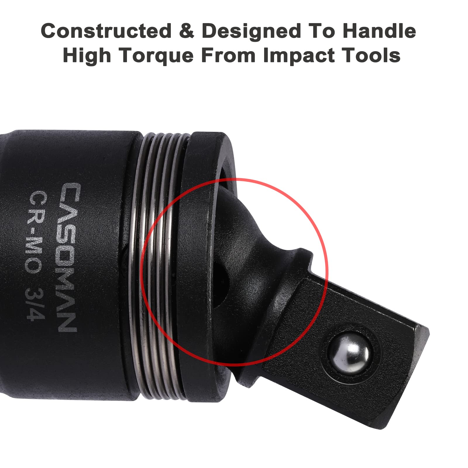 CASOMAN 3/4-Inch Drive Impact Universal Joint, CR-MO, U-Joint Sockets, Flexible, Radius Corner Design