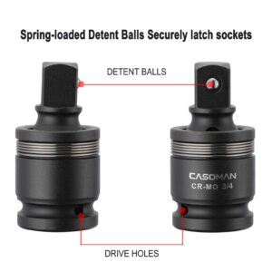 CASOMAN 3/4-Inch Drive Impact Universal Joint, CR-MO, U-Joint Sockets, Flexible, Radius Corner Design