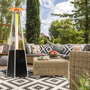 Oakmont Portable 41,000 BTU Pyramid Outdoor Patio Heater Commercial Propane Space Heater with Wheels for Garden Wedding Party, 89.4-Inch (Black)