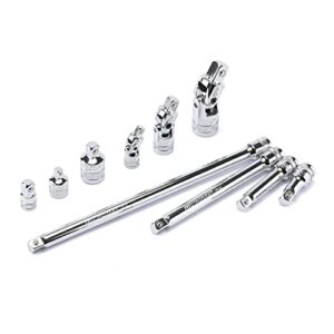 mixpower 10 pieces drive tool accessory set, includes socket adapters, extension bars and universal joints, premium chrome vanadium steel construction - 1/4-inch, 3/8-inch and 1/2-inch drive sizes