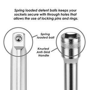 MIXPOWER 10 Pieces Drive Tool Accessory Set, Includes Socket Adapters, Extension Bars and Universal Joints, Premium Chrome Vanadium Steel Construction - 1/4-inch, 3/8-inch and 1/2-inch Drive Sizes