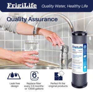 FrigiLife 1 Micron 10" x 2.5" Whole House CTO Carbon Sedimen Water Filter Compatible DuPont WFPFC8002, WFPFC9001, SCWH-5, WHCF-WHWC, FXWTC, RO Unit for Under Sink & Countertop Filtration System,4Pack