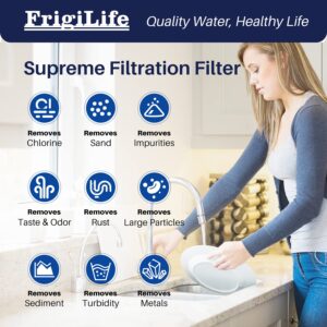 FrigiLife 1 Micron 10" x 2.5" Whole House CTO Carbon Sedimen Water Filter Compatible DuPont WFPFC8002, WFPFC9001, SCWH-5, WHCF-WHWC, FXWTC, RO Unit for Under Sink & Countertop Filtration System,4Pack