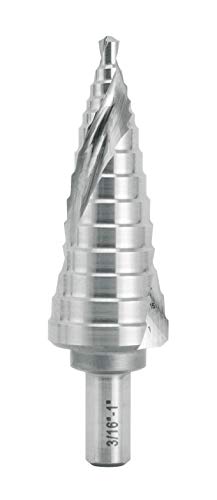 ACTOOL Industrial HSS Step Drill Bit 3/16 inch to 1 inch with 3/8 inch Shank, Double Spiral Flute with 14 Step Size