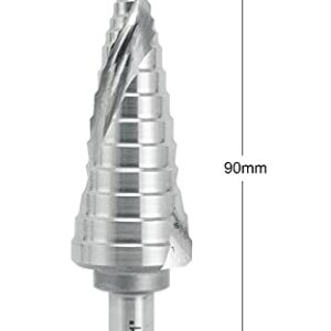 ACTOOL Industrial HSS Step Drill Bit 3/16 inch to 1 inch with 3/8 inch Shank, Double Spiral Flute with 14 Step Size