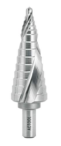 ACTOOL Industrial HSS Step Drill Bit 3/16 inch to 1 inch with 3/8 inch Shank, Double Spiral Flute with 14 Step Size